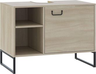 Vicco Waschbeckenunterschrank Vionna, Eiche/Schwarz, 80 x 60 cm mit 2 offenen F&auml;chern, Vicco