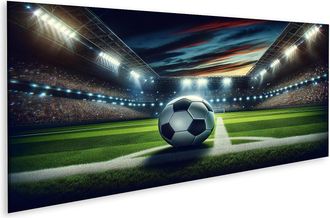 Islandburner Bild auf Leinwand Fu&szlig;ballspiel im Stadion bei Flutlichtabendstimmung Bilder Wandbilder Poster