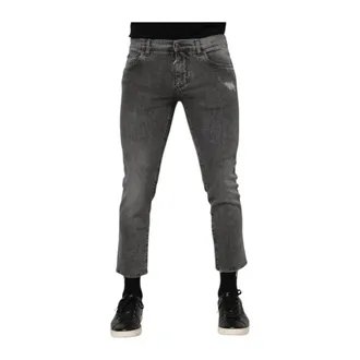 Dolce & Gabbana Logo Plaque Skinny Cropped Denim Jeans - - Jeans - Herren - Grau - S