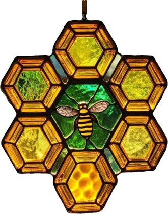 Generico Bienendekoration aus Acryl für zu Hause, Waben-Anhänger, inspiriert von der Natur, Solarempfänger für Balkon, Garten, Küche, Kinderzimmer