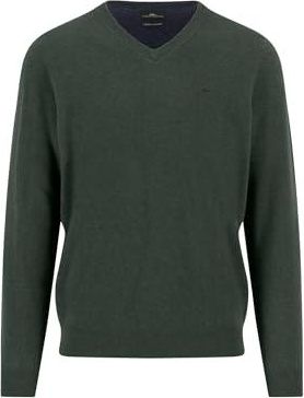 Fynch-Hatton Pull en tricot fin en m&eacute;lange de laine et cachemire avec col en V, Dark Ivy, XXL