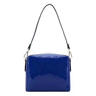 Pourchet Femme, Sacs, Bleu, Taille: ONE Size Sac porté épaule vernis bleu