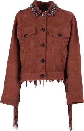 Ermanno Scervino Femme, Vestes, Brun, Taille: 38 FR Giubbotto Frange