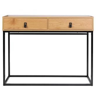 The Home Deco Factory HD6623 Abbott Schreibtisch, Holz und Metall, Konsole, Möbel, für Eingangsbereich, Natur, Schwarz, 100 x 35 x 80,5 cm