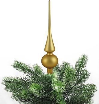 JACK Christbaumspitze Echt Glas 26 x 6 cm Matt Glanz Weihnachtsbaum Spitze Baumspitze Christbaumschmuck Deko, Farbe:Mustard Matt