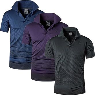 Jeansian Homme 3 Piece Melanger Pack Sport Polo T-Shirt LSL195_Gray_N_DP_XXL