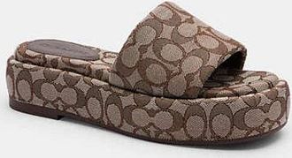 Coach Sculpted C Flacher Slide Aus Signature-Jacquard