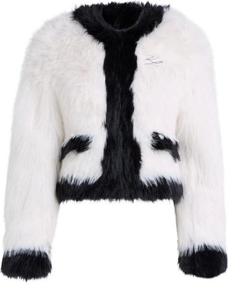 Karl Lagerfeld Femme, Vestes, Blanc, Taille: 40 FR Veste en fausse fourrure