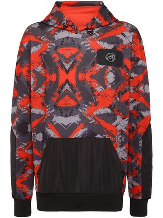 Plein Sport hoodie imprimé à patch logo - Orange