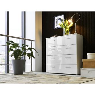 BMG M&ouml;bel BMG M&ouml;bel Kommode Sideboard Anrichte MARBELLA in Hochglanz wei&szlig; - Made in Germany - H&ouml;he 91cm, Breite 88cm, Tiefe 32cm