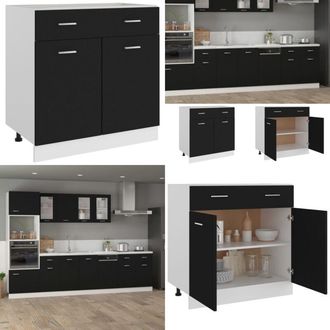 vidaXL Armoire de plancher à tiroir Noir 80x46x81,5 cm Bois ingénierie - Meuble De Cuisine - Armoire De Cuisine - Rangement Cuisine - Meuble Rangement