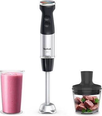 T-fal Quickchef+ 2-in-1 Stabmixer und Zerkleinerer, 1000 W, intuitive Geschwindigkeitsregelung, Turbo-Taste, Spritzschutz, Powelix-Messer-Technologie, Edels