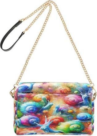 HMZXZ Sacs à bandoulière mignons en cuir avec motif escargots et fleurs pour femmes, petits sacs à main à bandoulière, peinture colorée