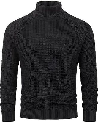 Indicode Hommes INHarlan Knit Sweater | Pull en Maille Fine de Coton à col roulé Black S