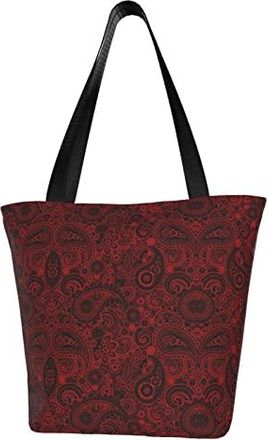 AOOEDM Sac d&eacute;picerie r&eacute;utilisable rouge Paisley sac &agrave; provisions sac &agrave; bandouli&egrave;re d&eacute;contract&eacute; sac &agrave; main pour hommes femmes sac de march&eacute; ECO sac de plage f