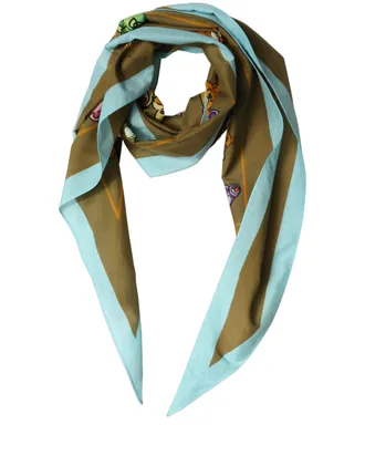 Dolce & Gabbana Teddy Bear-Print Cotton-Silk Scarf - Brown