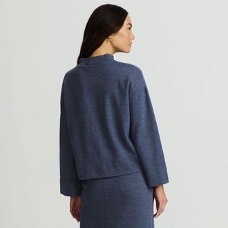 Lands End Softes Sweatshirt mit Stehkragen, Damen, Größe:40-42 regular, Blau, Baumwolle/Polyester/Baumwoll-Mischung, by Lands End