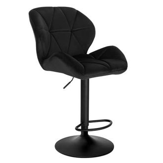 Woltu Tabouret de Bar r&eacute;glable en Hauteur, Chaise Haute pour Bar avec Dossier, si&egrave;ge rembour&eacute; en Velours Pied en m&eacute;tal,Noir, BH139sz-1