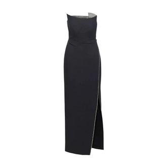 Roland Mouret Tr&auml;gerloses Maxikleid aus Wolle und Seide mit Verzierungen - - Dresses - Damen - Schwarzk - XS