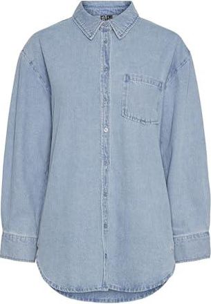 Pieces Pieces Pcmaisie Ls Denim Shirt Noos BC Chemise, Bleu Jeans Clair, M Femmes