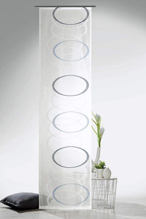 Heimtexland Flächenvorhang Kreise inkl. Zubehör 60x245cm Gardine Schiebegardine Natur Blau Typ597