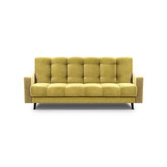 Mars Meble Schlafsofa mit Bettkasten - Dreisitzer 220cm Breit Polstersofa mit Schlaffunktion Nancy BIS, aus Velours Sofa mit Federkern Holzbeine, Stoff: Kronos 1