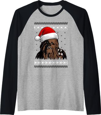 Star Wars Chewie Weihnachtsmütze Hässlicher Weihnachtspullover Raglan