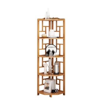 Generic Eck-B&uuml;cherregal, dreieckiges B&uuml;cherregal aus Holz, B&uuml;cherregal, geeignet for die Aufbewahrung von B&uuml;chern, Fotoalben und Dekorationen zu Hause(31x31x1