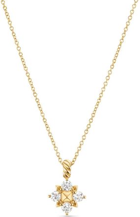 David Yurman 18kt Modern Renaissance Pyramid Gelbgoldhalskette mit Diamantanh&auml;nger 1,1mm