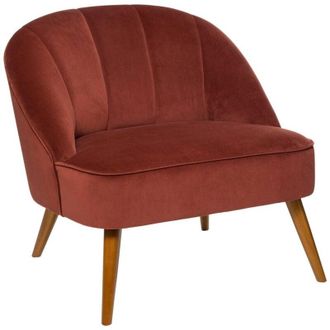 Atmosphera Atmosphera - Fauteuil Naova velours rose terracotta cr&eacute;ateur dint&eacute;rieur