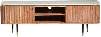 Made In Meubles Meuble tv en bois dacacia et marbre blanc Judith