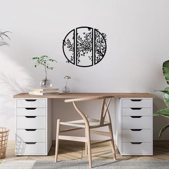 Hanah Home Stylish Black Decorative Metal Wall Accessory, 56 x 60 cm | 100% Metal, 1.5 mm Thickness | Perfect for Modern Home Decor & Unique Wall Art