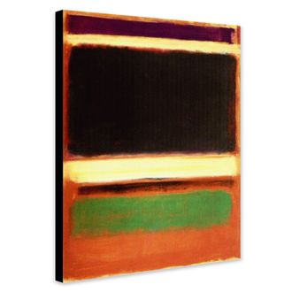 Generic Mark Rothko Kunstdruck auf Leinwand, gerahmt, A0, 117 x 81 cm, Magenta, Schwarz, Gr&uuml;n auf Orange, abstrakte Kunst