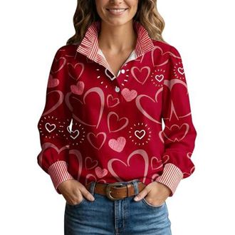 Generic 2026 Chemise Saint-Valentin Femme Fashion Manches Longues Pull-Over Col Rond Couleur Unie Top Haut Outdoor Grandes Tailles Vetement pour Automne Hiver