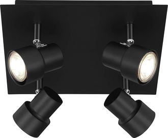 Briloner Briloner Leuchten LED Deckenspot, Deckenleuchte 4-flammig, Strahler dreh-und schwenkbar, 4x GU10, 5 Watt, 460 Lumen, 3.000 Kelvin, Schwarz 2861-045