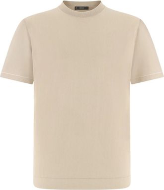 Boggi Milano Homme, Pulls, Beige, Taille: 2XL T-Shirt en maille de cr&ecirc;pe de coton
