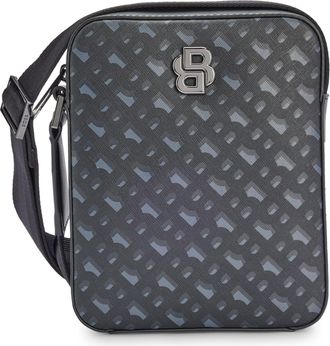 BOSS Herren B ICON Reporter-Tasche mit Monogramm-Muster und Signature-Details aus Metall Dunkelgrau Stck