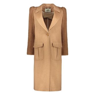 Fendi Kamelhaar-Reversmantel mit Pattentaschen - - Coats - Damen - Braun - XS