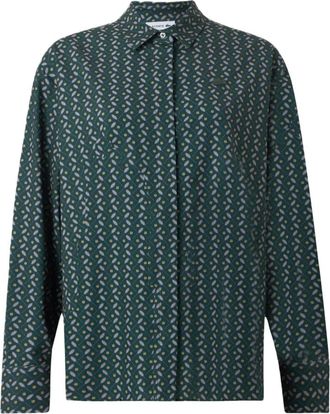 Lacoste Chemise Fluide Oversize Imprim&eacute;e - Femme - Blouses et Chemises - Vert - Taille: 34 FR