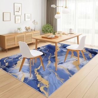 Generic Bleu-Violet Lavable en Machine Tapis Salon Texture Grain et Nuances de la Pierre, 160 x 230 cm Doux Tapis de Sol Pelucheux Dessous Antid&eacute;rapant, Entre