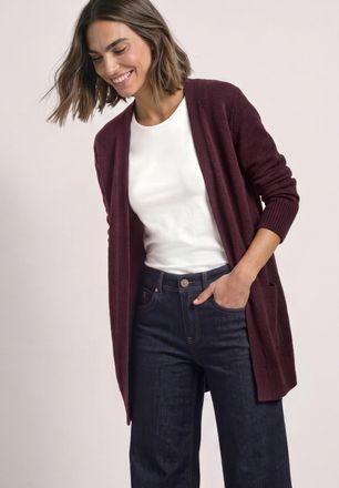 Street One Cardigan STREET ONE, Damen, Gr. 34, rot (rustic rouge meliert), Web, 37% Baumwolle, 34% Polyacryl, 26% Polyester, 3% Elasthan, unifarben, comfort fit 
