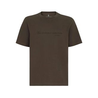 Brunello Cucinelli T-shirt avec broderie et imprim&eacute; - Homme - Tops - Brun - Taille: XL