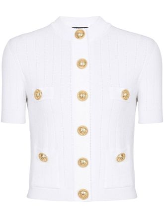 Balmain Cardigan aus Pointelle-Strick - Weiß