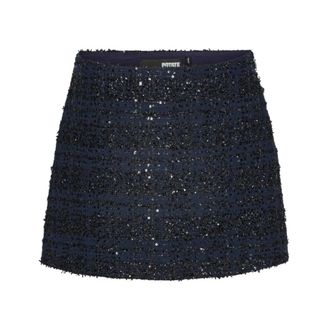 Rotate Rotate Birger Christensen, Femme, Jupes, Bleu, Taille: 36 FR Jupe Mini Boucle Bleu Marine avec Paillettes