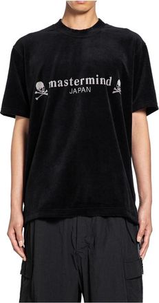 MASTERMIND WORLD Homme, Tops, Noir, Taille: S T-shirt Noir à Col Rond avec Impression Logo