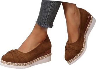 Generic Chaussures D&eacute;contract&eacute;es Femme &agrave; Plateforme et Noeud pour Marche Confortable en Tous Temps (Coffee, 41)
