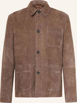 Strokesman's Strokesmans Leder-Overshirt braun