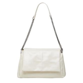 Generic Sac fourre-tout &agrave; cha&icirc;ne en polyur&eacute;thane pour femme, grande capacit&eacute;, sac &agrave; bandouli&egrave;re pour voyage, shopping, usage quotidien, blanc, 12.6*9.06*4.72i