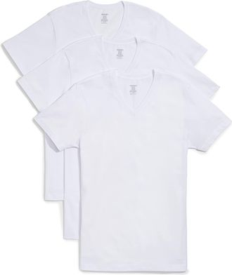 2(x)ist )IST)ist)IST Herren Essential Cotton V-Neck T-Shirt 3-Pack, Wei&szlig;/Natur, Gro&szlig;