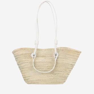 Filippo Catarzi Womens Straw Bag With Logo Natural Shoulder